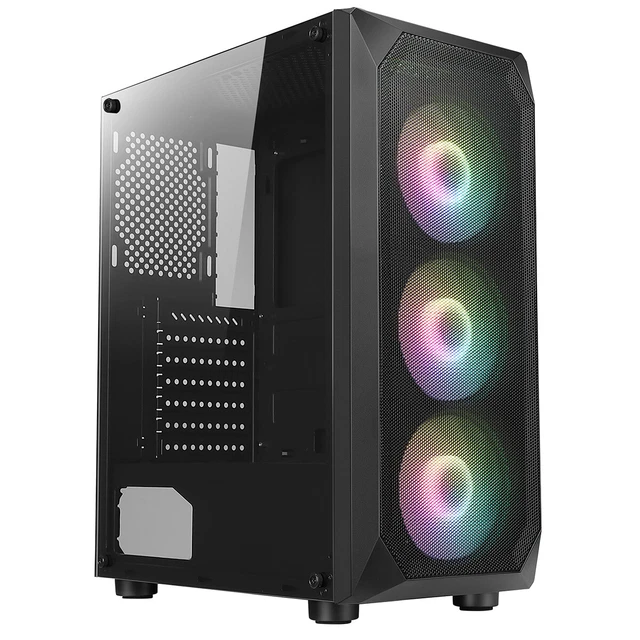 PC GAMING ATX COMPUTER CASE MID TOWER RGB TEMPERED GLASS - iONZ GE330-7 ...