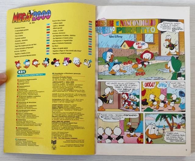 MEGA 2000 ALMANACCO topolino N.431 walt disney company italia 1992 EUR ...