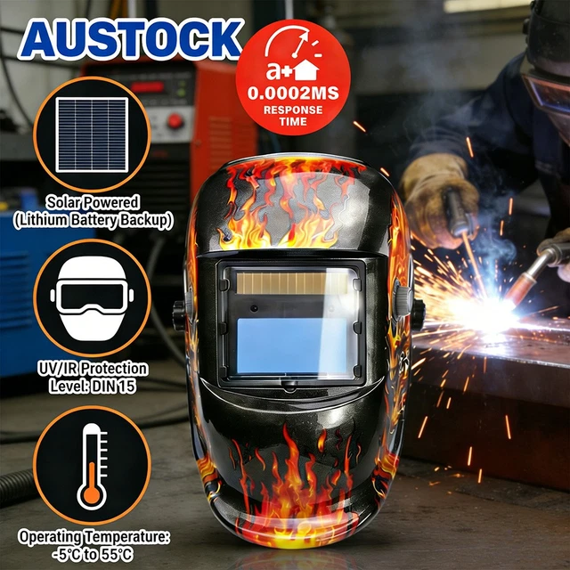 SOLAR HELMET FOR ARC TIG MIG MAG Welding with Auto Darkening Large View ...