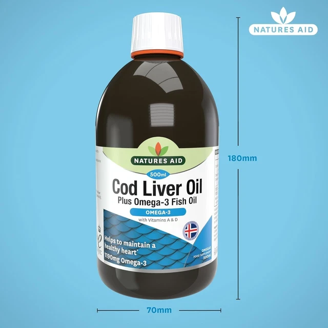 NATURES AID COD Liver Oil Liquid 500ml - High Strength Omega-3 Fish ...