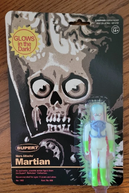 SUPER7 MARS ATTACKS Martian Glows in the Dark ReAction Figure 2023 Tim ...