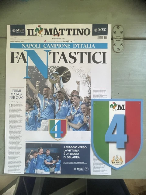 IL MATTINO 25 Maggio 2025 Poster Scudetto Napoli Gagliardetto Campione ...