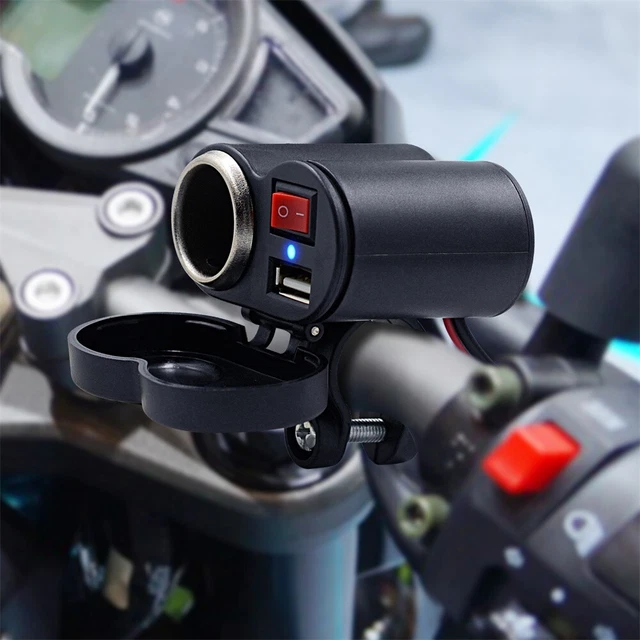 POWER CONNECTOR MOTORCYCLE Charging Adapter 12V With Mount Outlet Parts ...