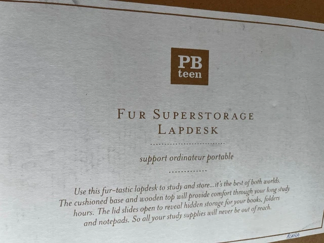 POTTERY BARN TEEN Super Storage Lap Desk Faux Fur Color: Pallas Cat $39 ...