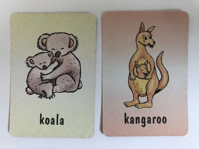 KANGAROO BABY JOEY & Koala Cartoon Australian Animals Swap Cards. Kids ...