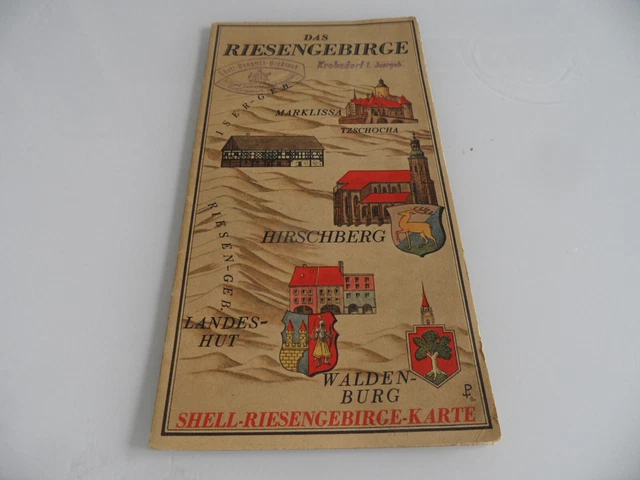 OLD ORIGINAL SHELL map map of the Giant Mountains vintage car ...