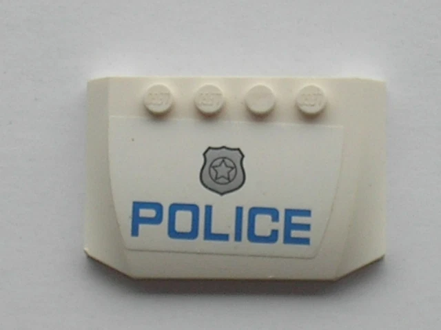 LEGO WHITE WEDGE 4x6x2/3 Triple Curved POLICE Sticker Ref 52031pb112 ...