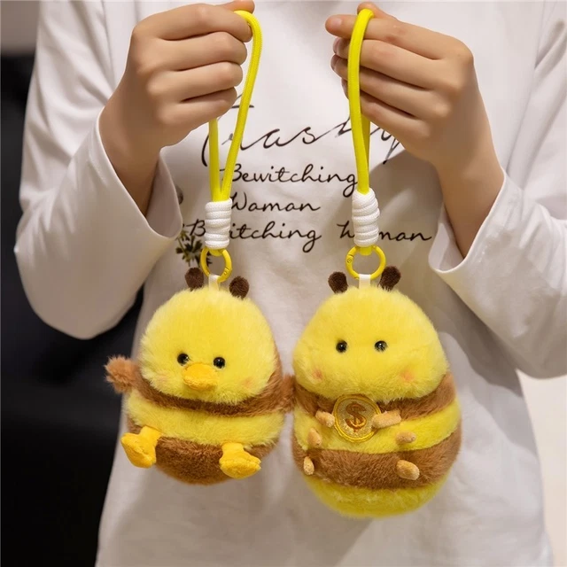 CUTE CARTOON GOLD Coin Du Design Bee Plush Toy And Pendant For Stress ...