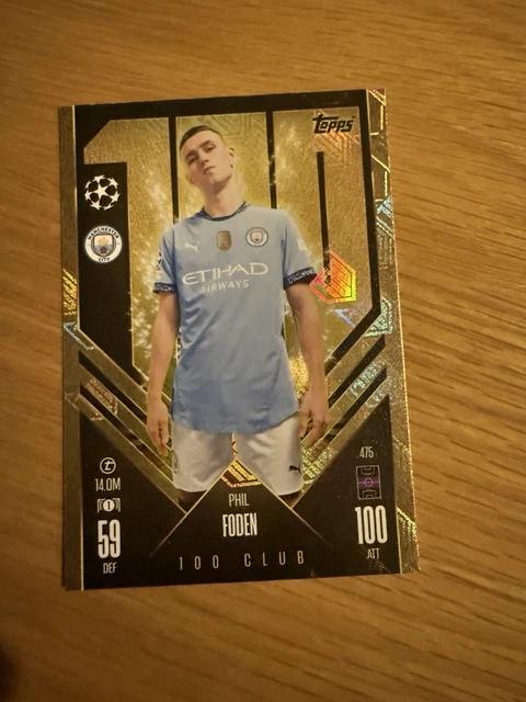 TOPPS MATCH ATTAX 2024/25 2025 Phil Foden Manchester City 100 Club Card ...