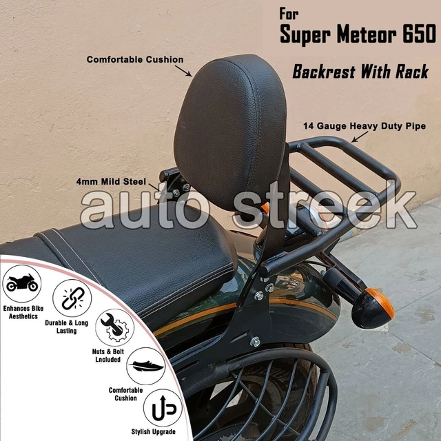 FIT FOR ROYAL Enfield Super Meteor 650 Rear Luggage Rack With Backrest ...