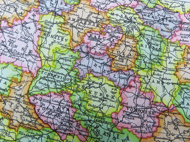 ANTIQUE MAP OF The Ukraine Kiev Ukrainian Border Region Russia in ...