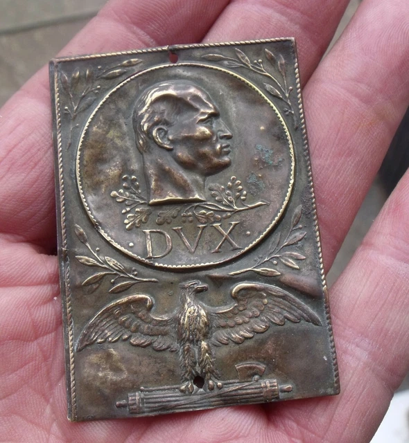 WW2 PERIOD BRASS Mussolini Fascist Dux Plaque, Medallion. Fgm £27.60 ...