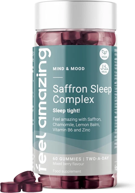 FEEL AMAZING SAFFRON Sleep Complex Gummies - Natural Sleep Aid with ...