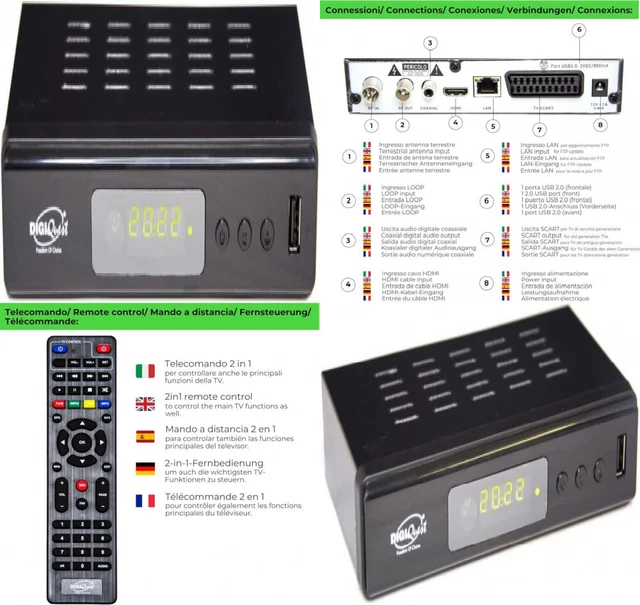 DIGIQUEST TWIN TUNER rec - Decoder digitale terrestre,DVB-T2, Full HD -... EUR 76,00 - PicClick IT