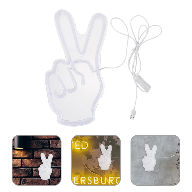 NEON LIGHTS SIGNS Peace LED Modeling Victory Gesture Household ...