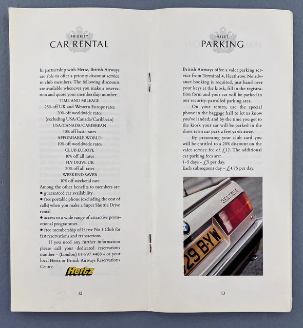 BRITISH AIRWAYS EXECUTIVE Club Members Handbook 1989 Vintage Airline ...