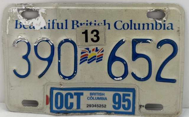 BRITISH COLUMBIA LICENSE Plate Utility Trailer 1995 Bc Canada Vintage ...