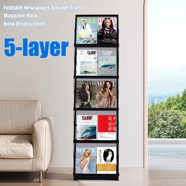 MODERN CATALOG LITERATURE Rack Newspaper Stand Magazine Shelf Stand 5 ...