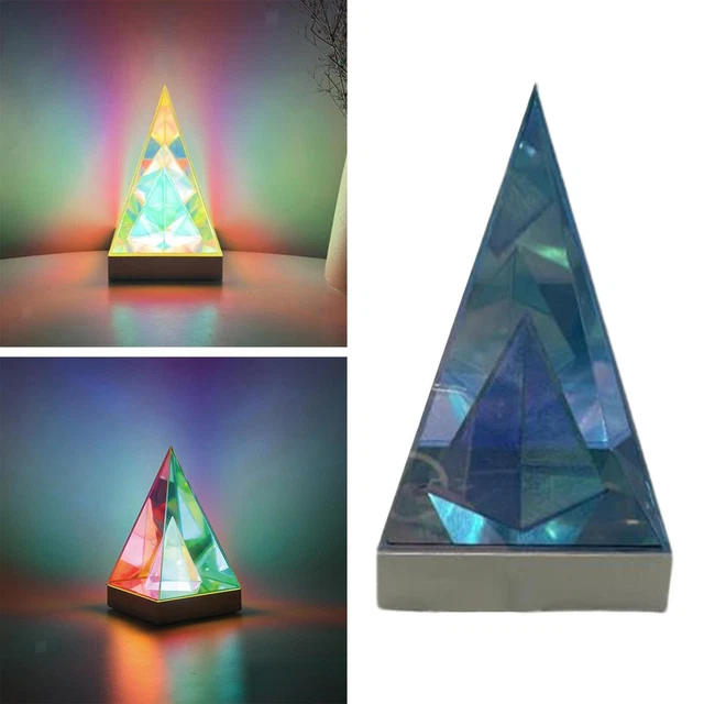 PYRAMID ACRYLIC LAMP Modern Rechargeable 3D Light for Hotel Bedroom ...