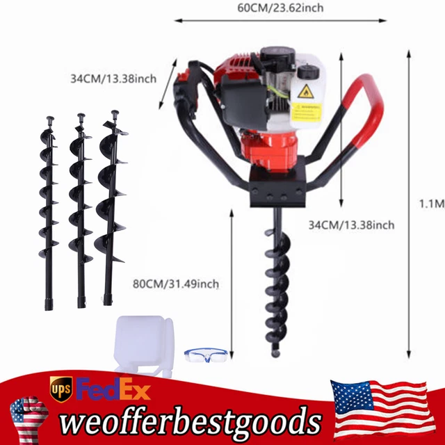 1.7HP 43CC 2 Stroke Gas Post Hole Digger Earth Auger Drill with Bits 8 ...