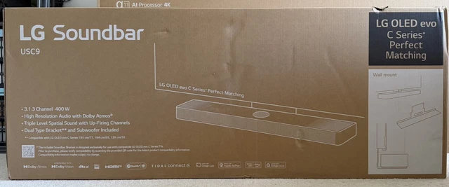 NEW LG USC9S Soundbar 3.1.3 400W with Subwoofer matches LG OLED evo C ...