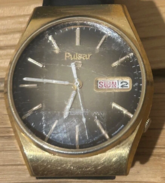 PULSAR VINTAGE MENS Y513-8089 quartz day date watch works perfectly ...