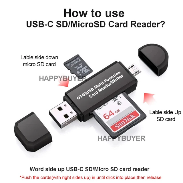 MICRO USB OTG to USB 2.0 Adapter SD/Micro SD Card Reader For ...