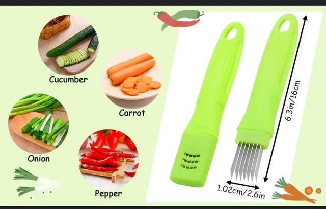 2PCS KITCHEN STAINLESS Scallion Spring Onion Vegetable Shredder Slicer ...