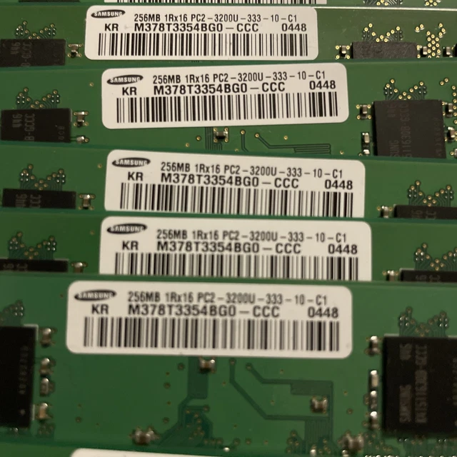 SAMSUNG 256MB 1RX16 PC2-3200U- 333-10-C1- 533MHz-M378T3354BGO-CCC 0448 ...