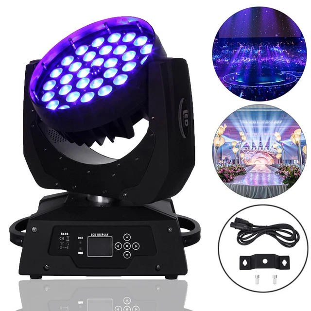 36 X 10W RGBW 4IN1 LED Zoom Moving Head 360W Wash Stage Light DJ Party ...