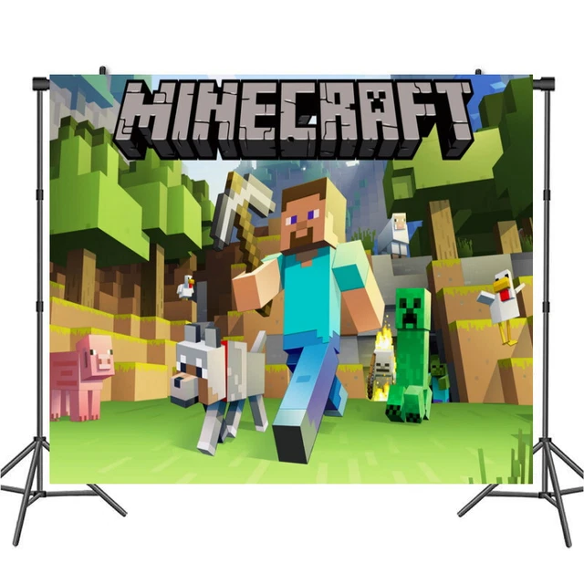 MINECRAFT BACKDROP GAME On Happy Birthday Background for Video Party ...
