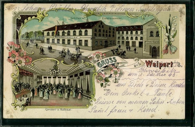 LITHO RESTAURANT WEIPERT Vejprty Bärenstein Erzgebirge Sudeten Böhmen ...