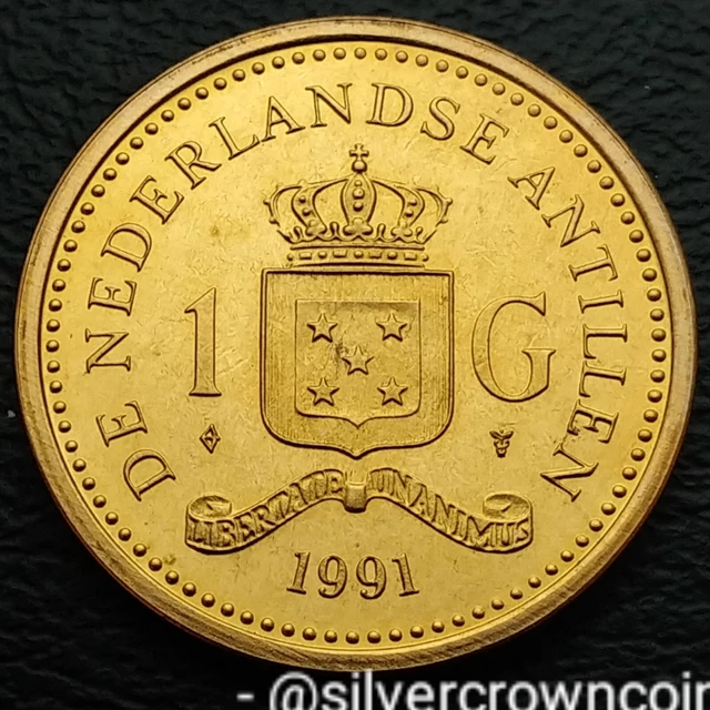 ANTILLES 🇳🇱 🇦🇼 🇨🇼 1 Gulden 1991. KM#37. One Dollar coin. Queen Beatrix ...