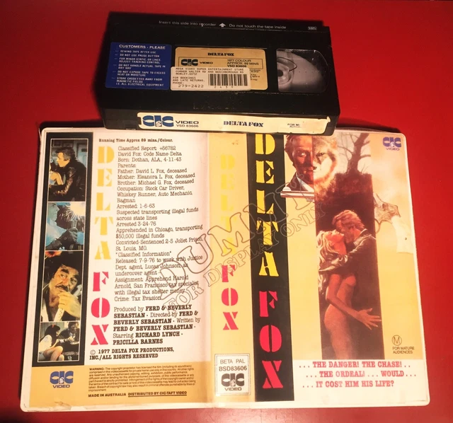 *DELTA FOX VHS CIC VIDEO rare 70s crime action hitman Richard Lynch big ...