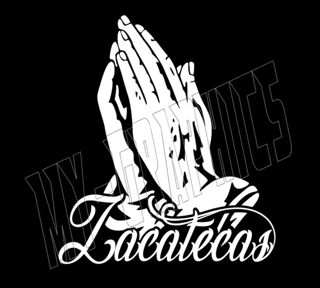 ZACATECAS MANOS REZANDO Sticker Decal Calcomania De Vinilo Blanco 6 ...