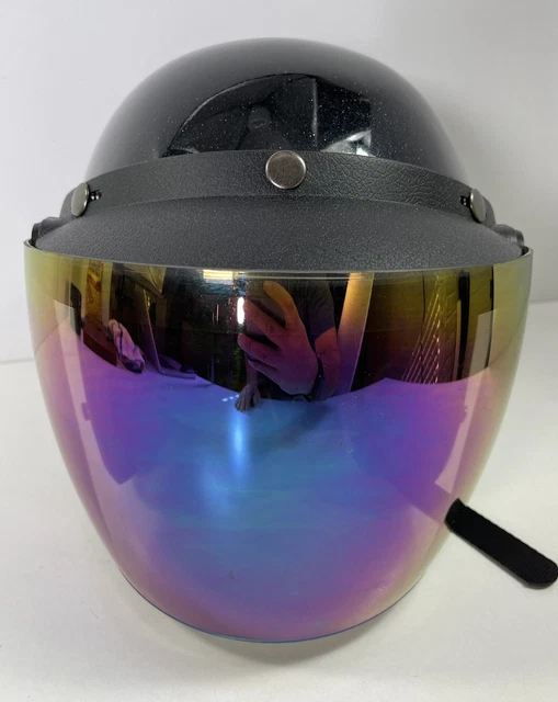 DAYTONA CRUISER DOT Motorcycle Helmet Flip Up Face Shield Retro Black ...