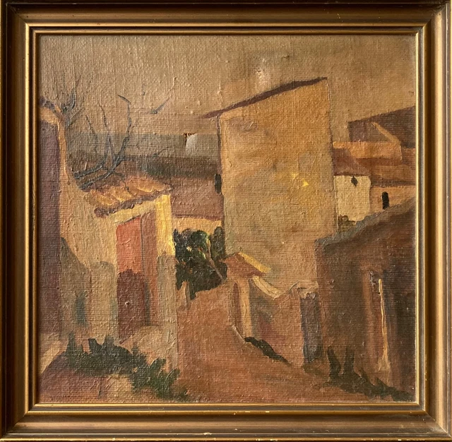 OIL PAINTING IMPRESSIONIST Old Houses By The Sea France Italy Damaged £ ...