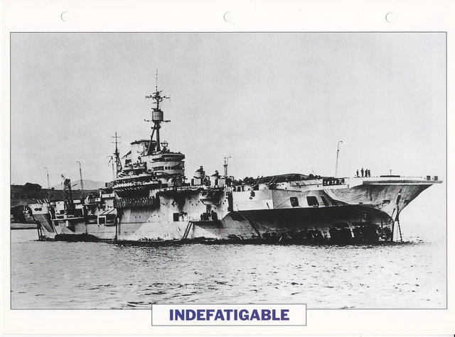 NAVIRES DE GUERRE Fiche Porte Avions 1942 Grande Bretagne Indefatigable ...