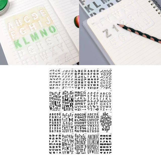 20 PIECE ALPHABET Stencil Sets Rulers Letters Number Stencils £8.40 ...