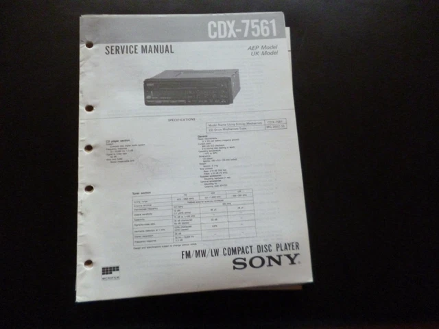 ORIGINAL SERVICE MANUAL Schaltplan Sony CDX71/71RF EUR 12,50 - PicClick DE