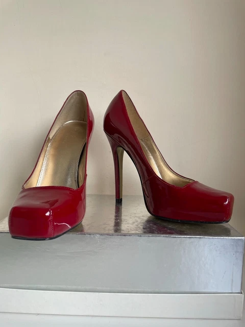 OFFICE DARK RED Patent Leather Square Toe Heels Size 5/38 £35.00 ...