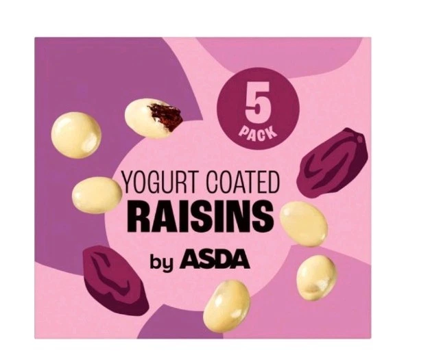 12 BOXS OF Asda Yogurt Coated Raisins X 5 Packets In Each Box £10.79 ...