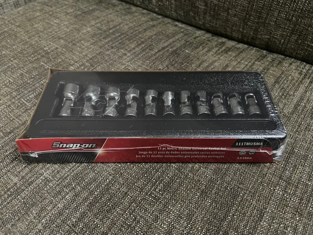SNAP ON 11 pc 1/4" Drive 6-Point Metric Shallow Universal Socket Set ...
