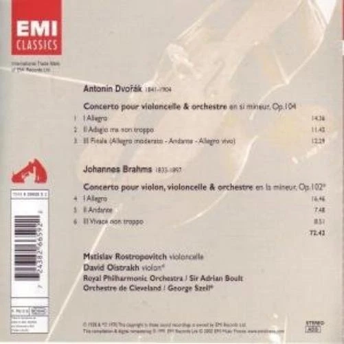 BRAHMS & DVORAK Dvorak: Clo Cto / Brahms: Double Cto (CD) EUR 22,48 ...