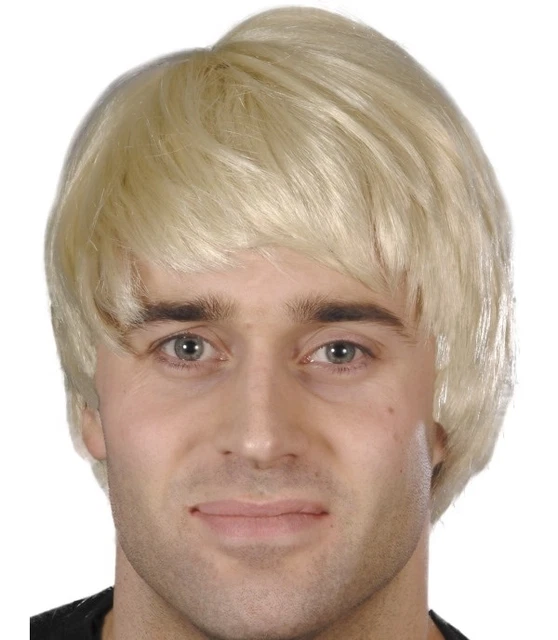 80S 90S PERRUQUE Homme Pop Star Bande Court Déguisement Blond Neuf Par ...