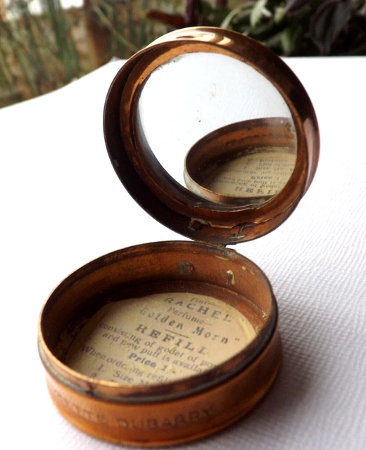 ANTIQUE VINTAGE DUBARRY Powderette Travel Powder Compact Gold Tone ...