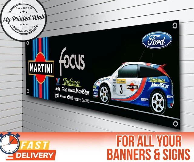 FORD FOCUS MK1 WRC Martini Racing Rally Car Banner for Garage, workshop ...