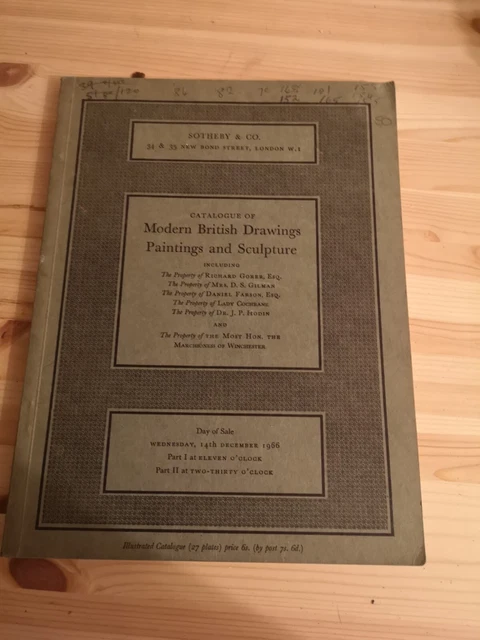 Vintage Sotheby S Catalogue 1966 Modern British Drawings Painting And