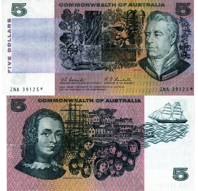 AUSTRALIAN $5 STAR note CofA Coombs Randall R202SF 1967, ZNA 39125 ...