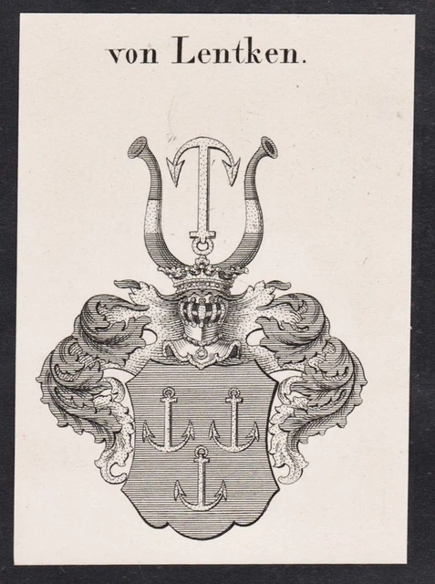 LENTKEN WAPPEN COAT of arms Heraldik heraldry Genealogie Kupferstich ...